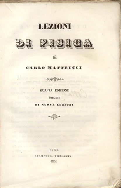 LEZIONI DI FISICA. by MATTEUCCI Carlo.: discrete Brossura (1850 ...