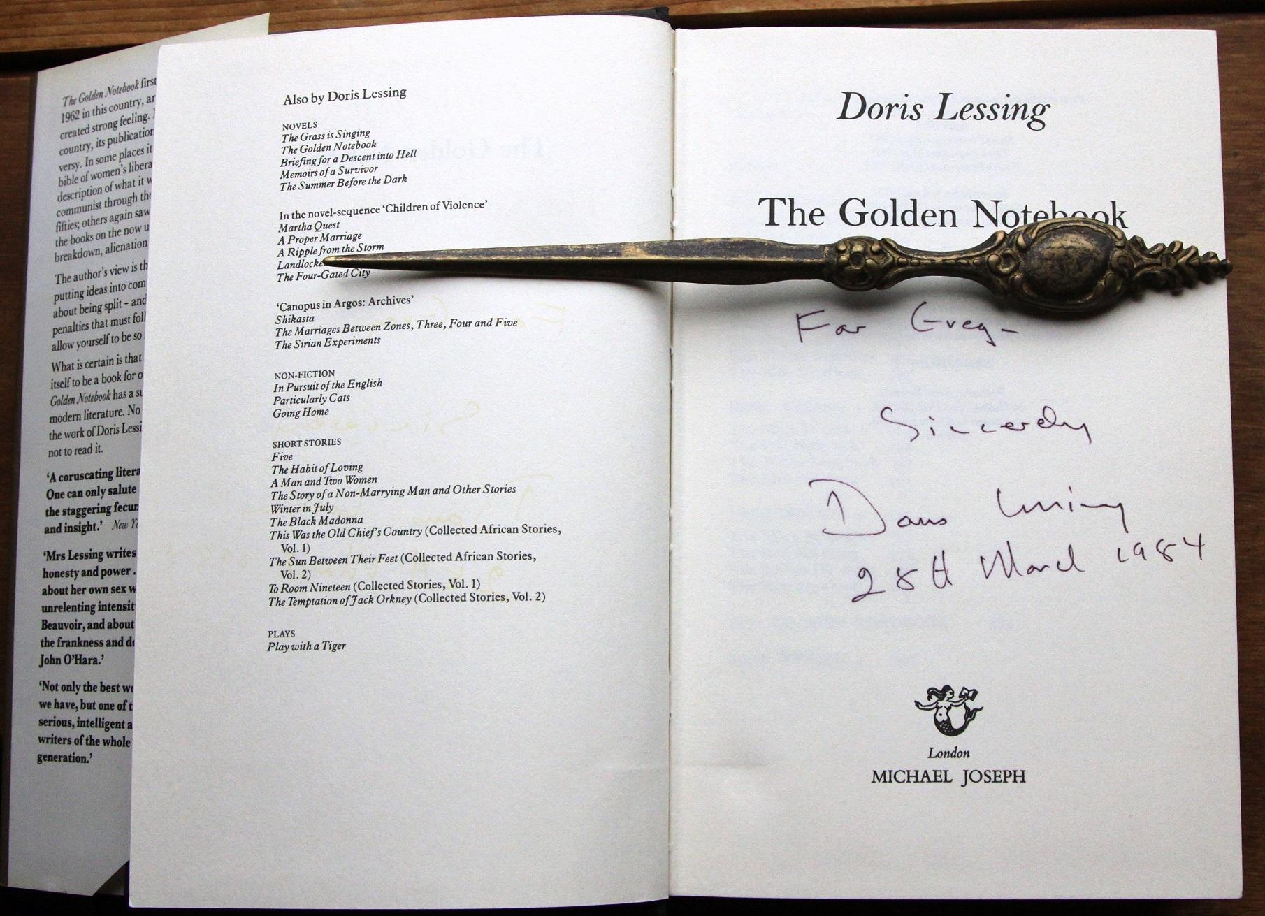 The Golden Notebook by Lessing, Doris May (SIGNED): Fine Hardcover ...