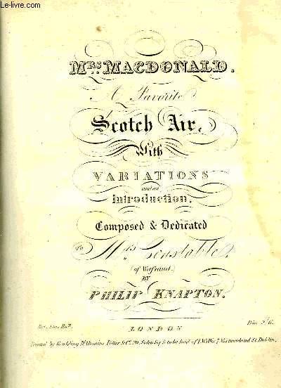 MRS. MACDONALD, A FAVORITE SCOTCH AIR von KNAPTON Philip: Noten | Le-Livre