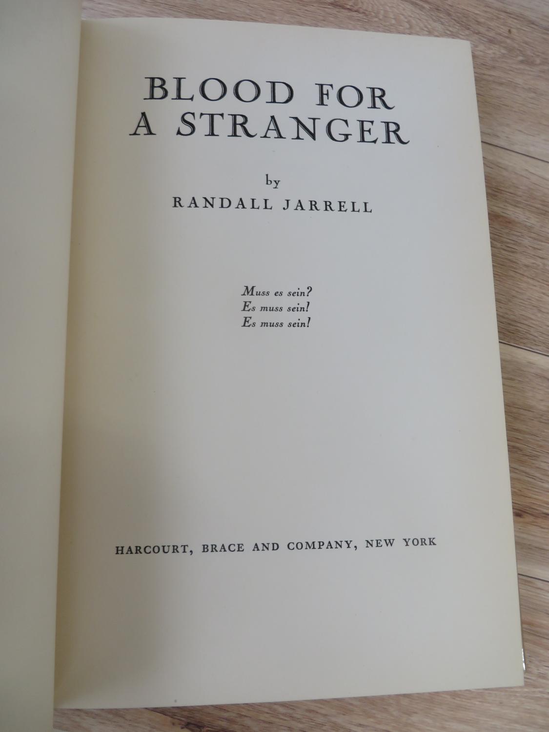 Blood for a Stranger par Jarrell, Randall: Very good + Cloth (1942 ...