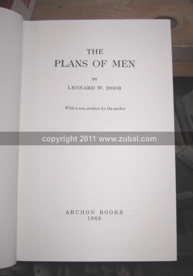 The Plans of Men by Doob, Leonard W.: New (1968) | Zubal-Books, Since 1961