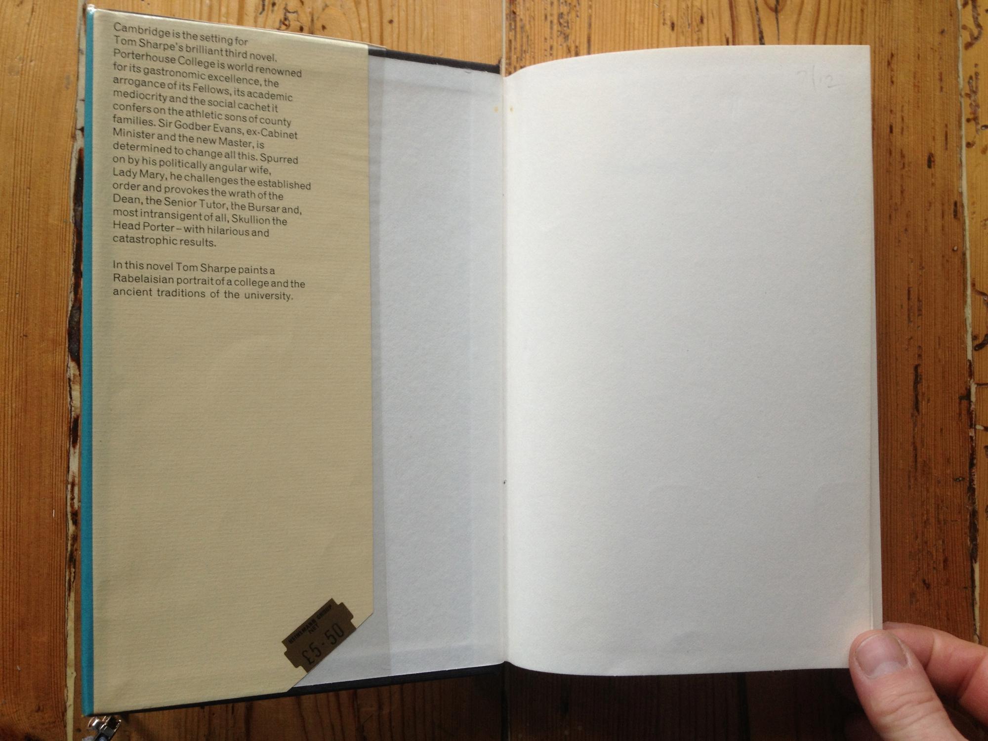 Porterhouse Blue by Tom Sharpe: Fine Hardcover (1977) 1st Edition | Setanta Books