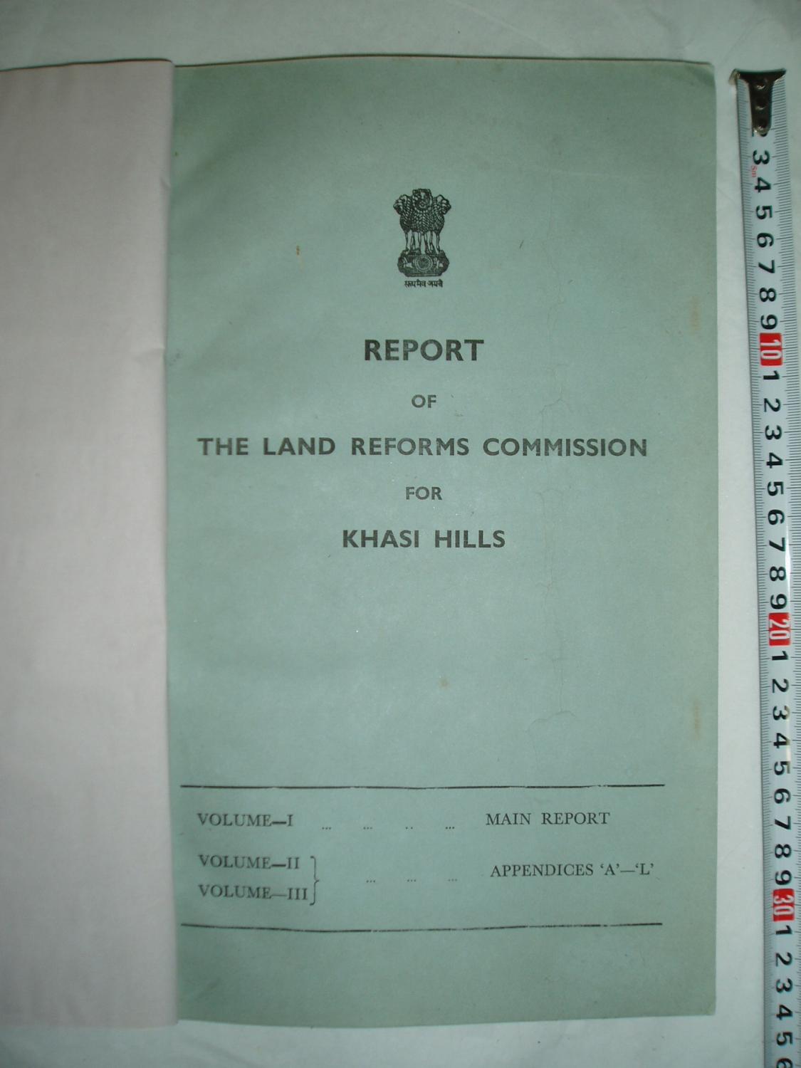 Report of the Land Reforms Commission for Khasi Hills by Meghalaya ...