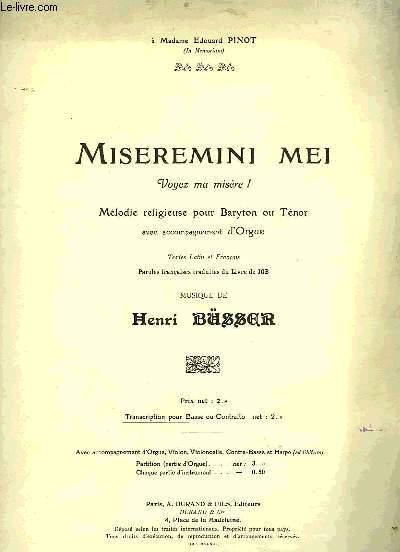 MISEREMINI MEI by BUSSER Henri: Sheet Music | Le-Livre