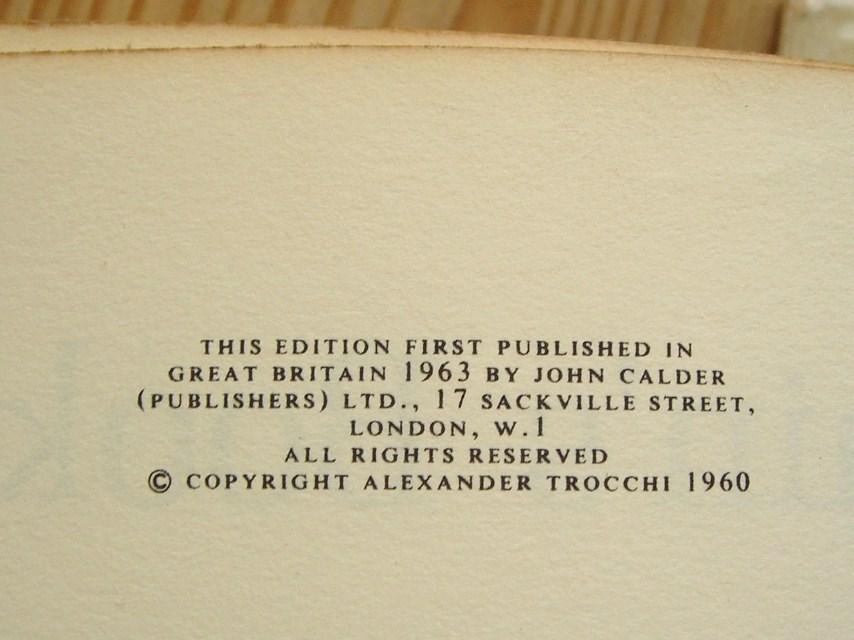 CAIN'S BOOK by ALEXANDER TROCCHI: Fine Hardcover (1963) FIRST EDITION ...
