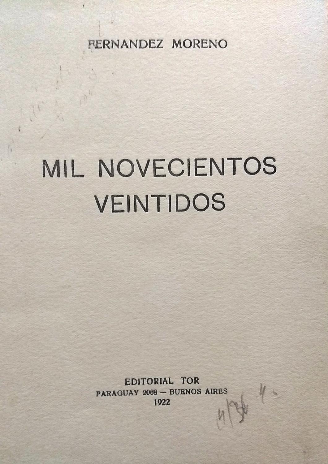 Mil novecientos veintidos by Fernández Moreno, Baldomero ( 1886 - 1950 ...