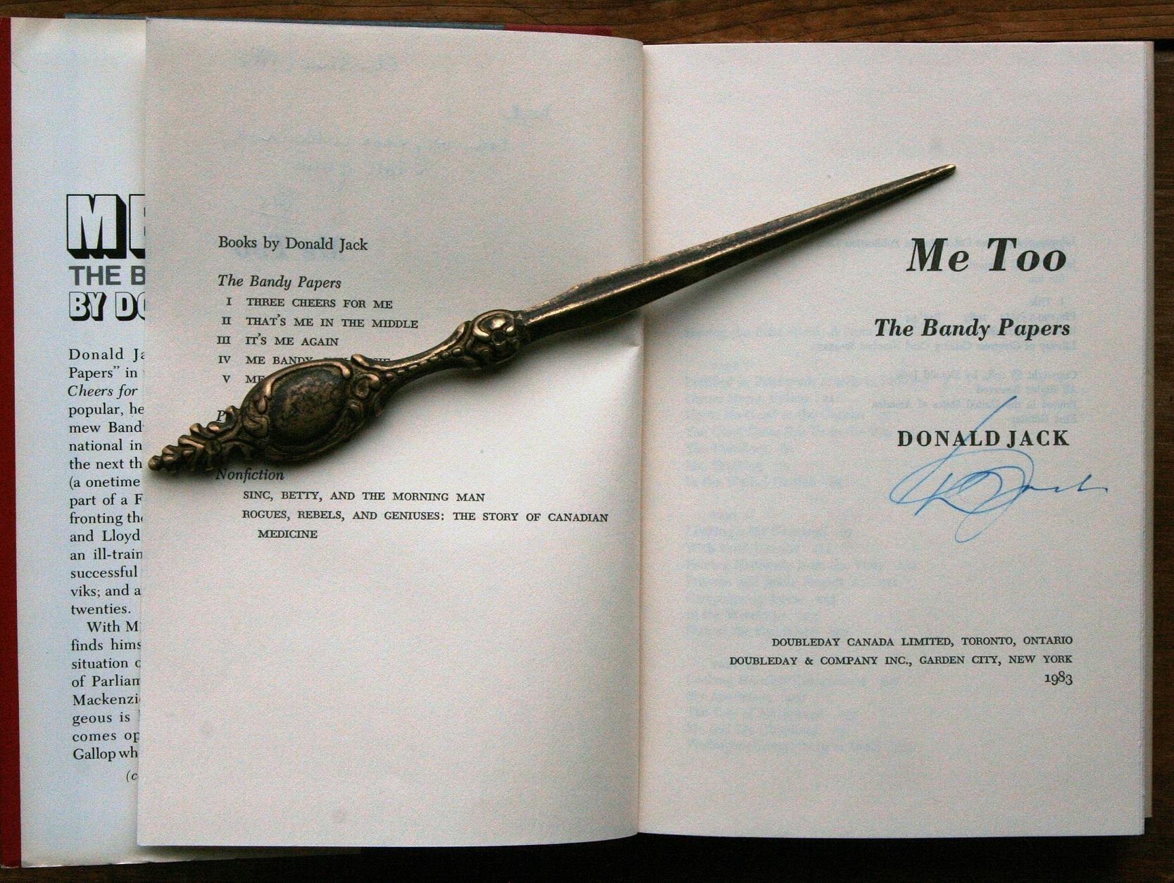 Me Too: The Bandy Papers by Jack, Donald (SIGNED): Fine Hardcover (1983 ...