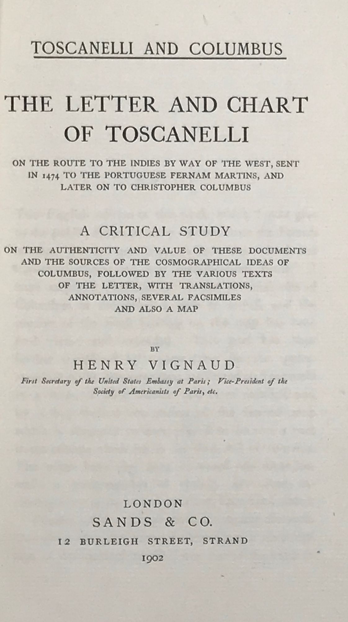 Toscanelli and Columbus, the Letter and Chart of Toscanelli on the ...