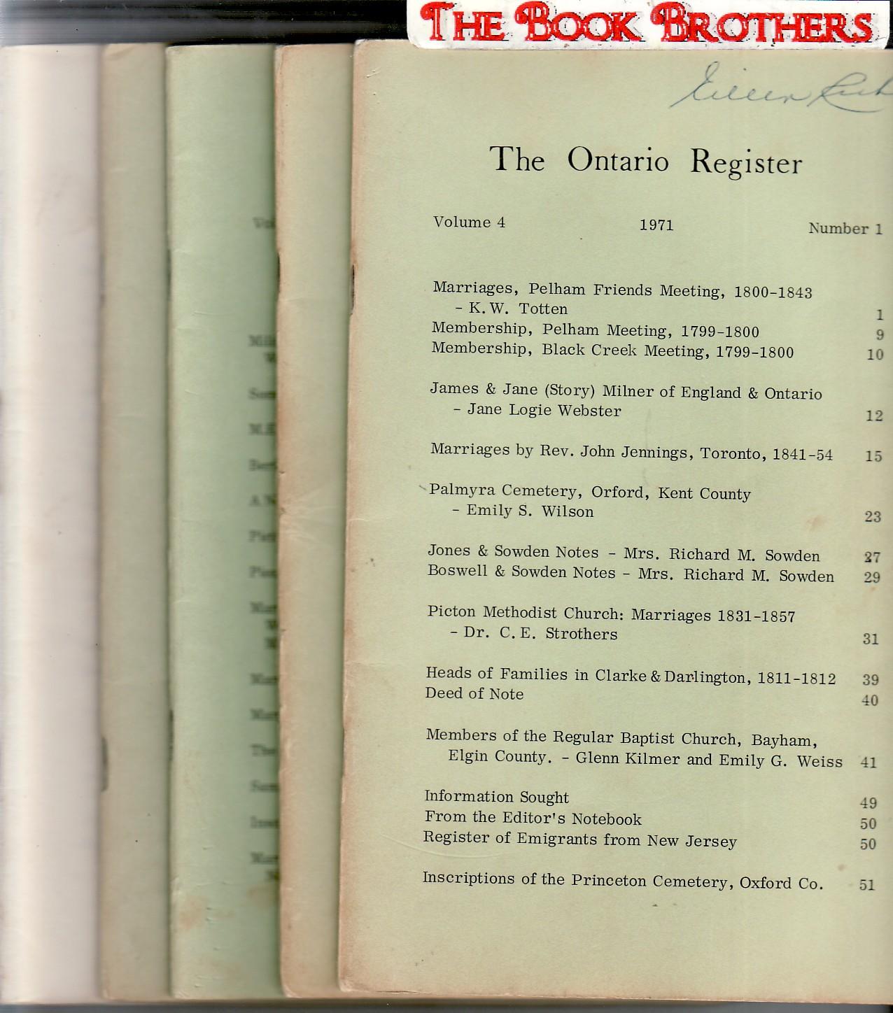 The Ontario Register:1971;Volume 1,2,3,4 plus the Index. by Wilson ...