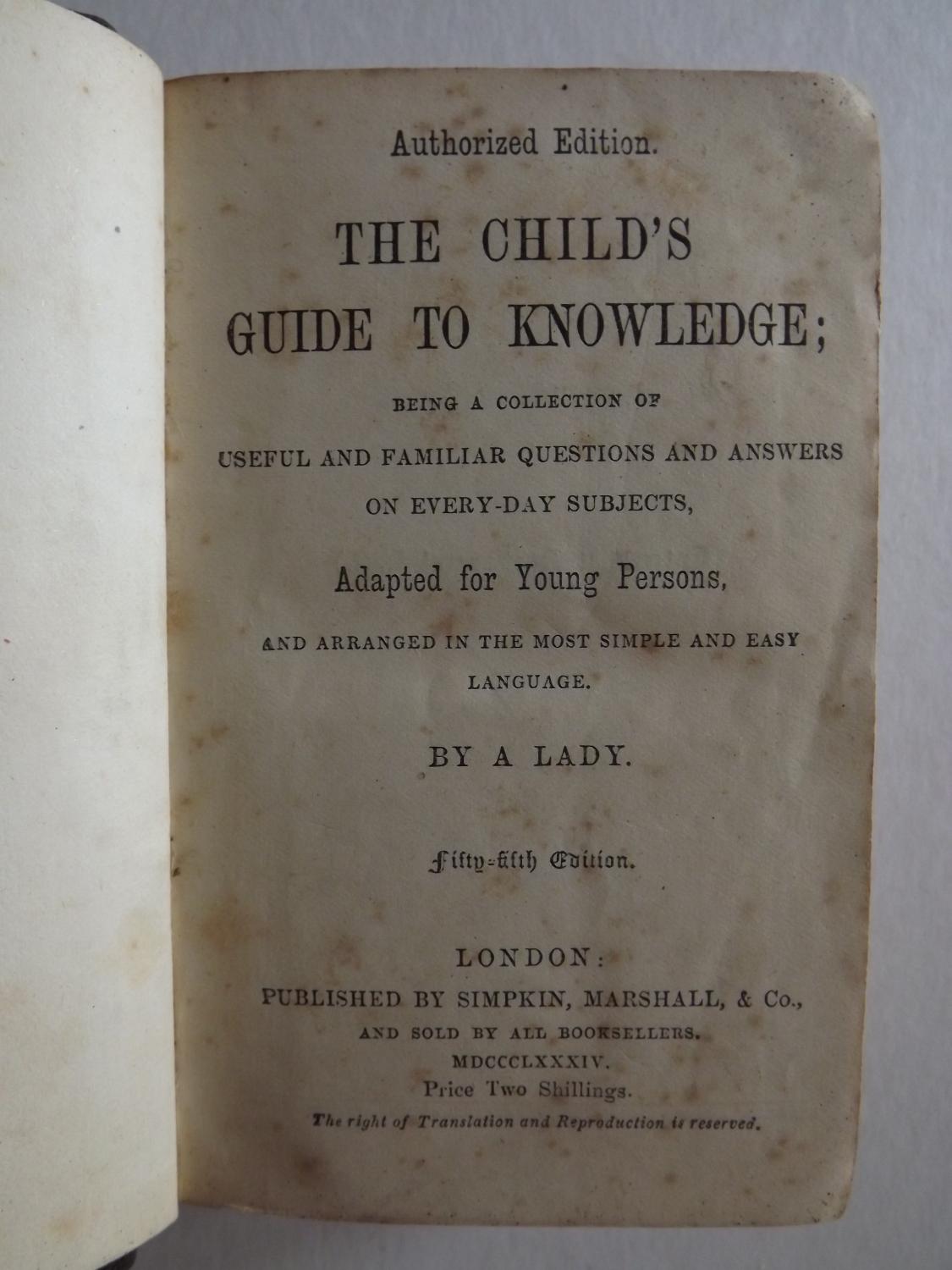 The Child's Guide To Knowledge by A Lady: Very Good Quarter Calf ...