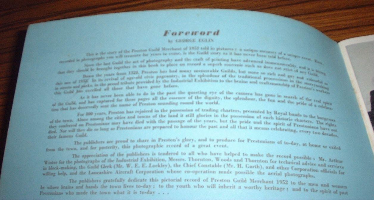 Preston Guild Merchant 1952 Pictorial Record by Eglin, George (Foreword ...