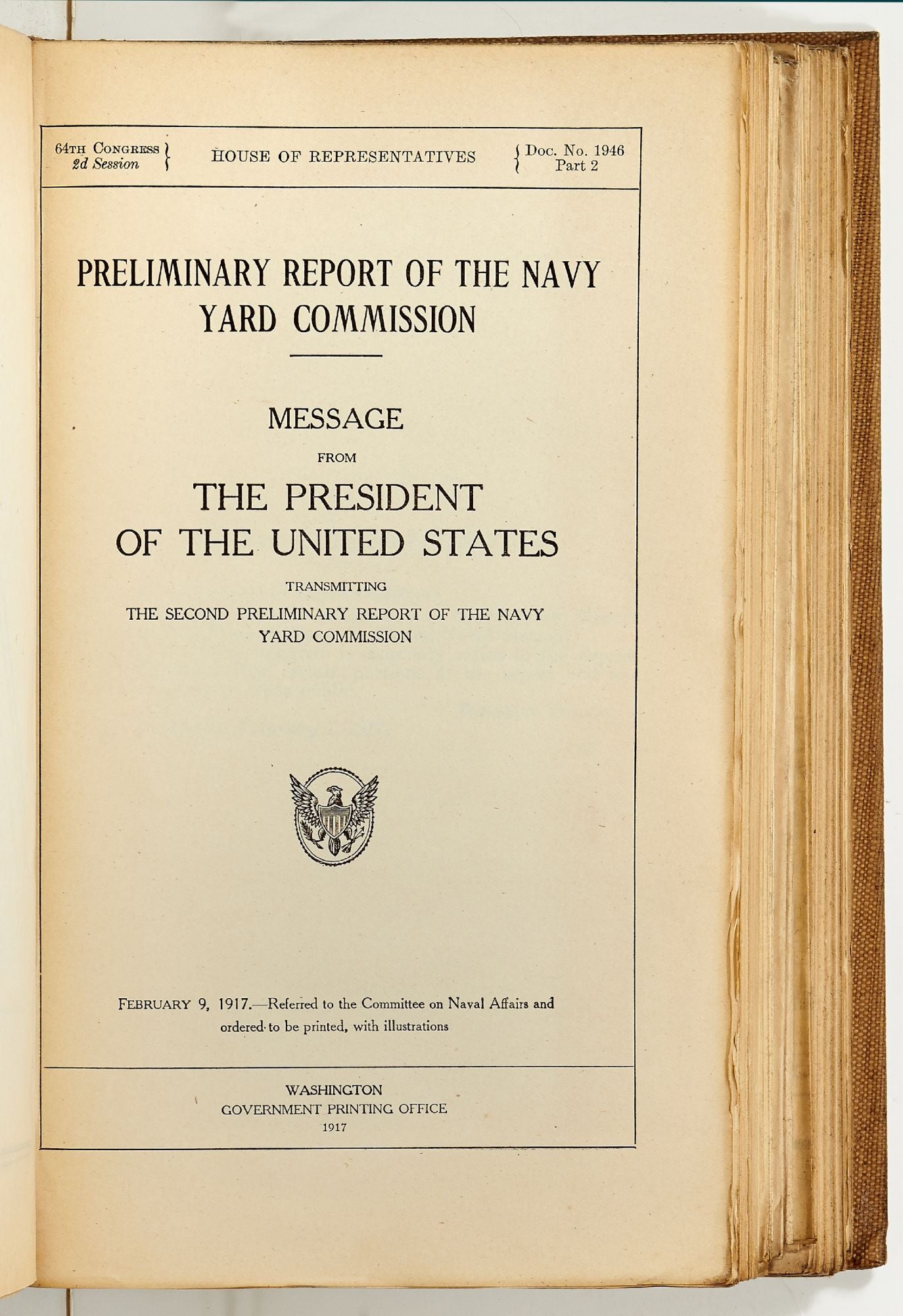 Preliminary Report of the Navy Yard Commission (Parts 1-4); Additional ...
