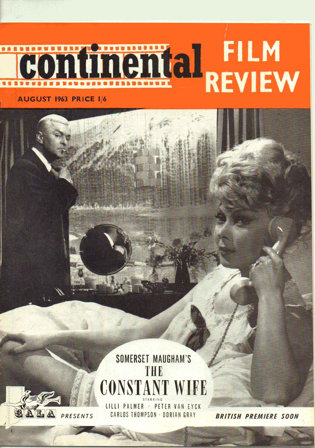 Continental Film Review Magazine. August 1963. Front cover: "THE ...