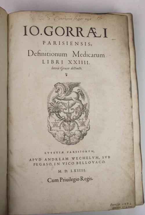 Definitionum Medicarum Libri XXIIII literis graecis distincti. by ...