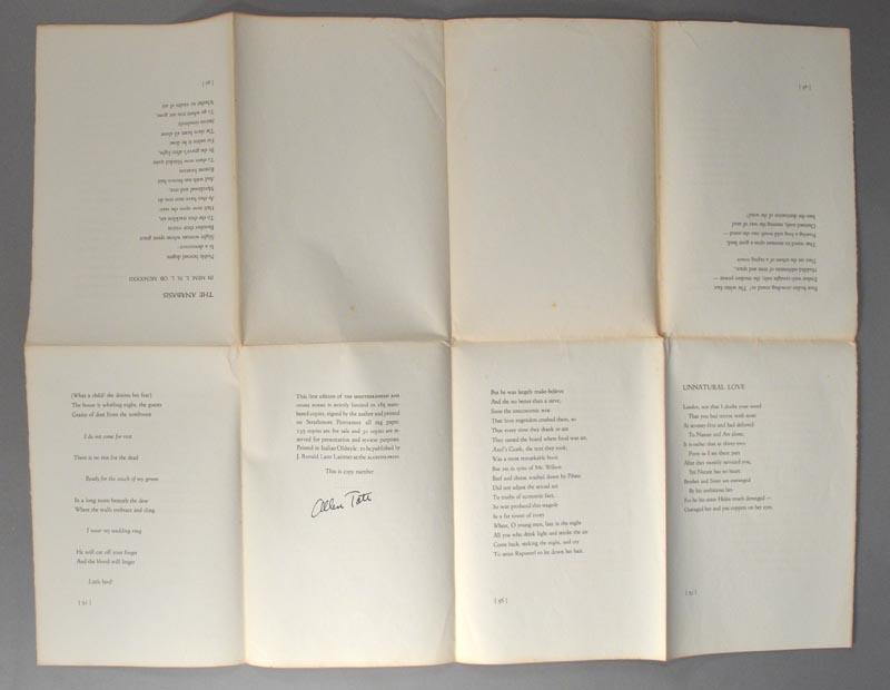THE MEDITERRANEAN AND OTHER POEMS by TATE, Allen: (1936) Signed by ...