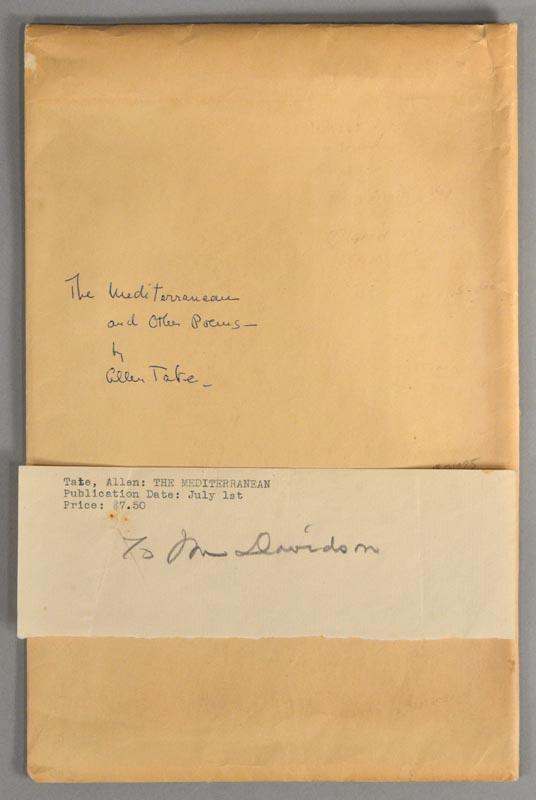 THE MEDITERRANEAN AND OTHER POEMS by TATE, Allen: (1936) Signed by ...
