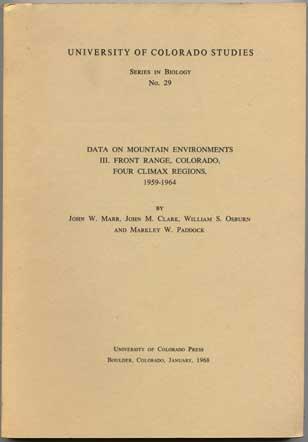 University of Colorado Studies Series in Biology No. 29 by John W. Marr ...