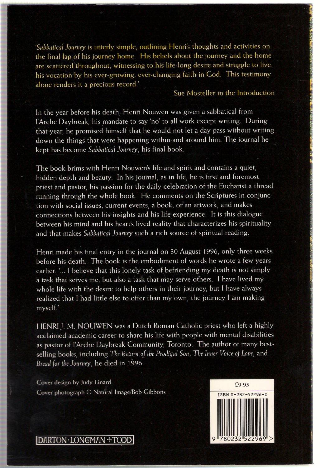 Sabbatical Journey : The Diary of His Final Year by Nouwen, Henri J. M ...