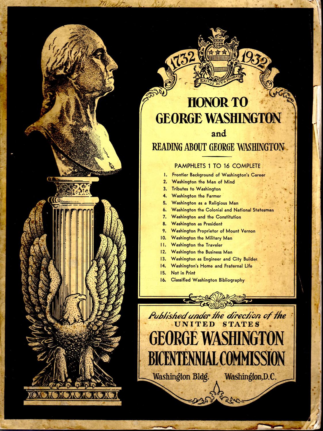 Honor to George Washington and Reading About George Washington: 1732 ...