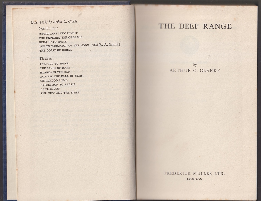 The Deep Range von Clarke, Arthur C: Good+ Hardcover (1957) First ...