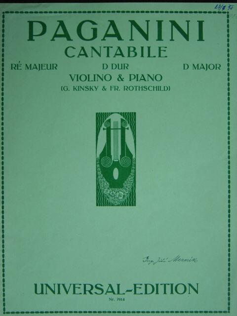 Cantabile. D dur / Re majeur / D major. Ausgabe für Violine und Klavier ...