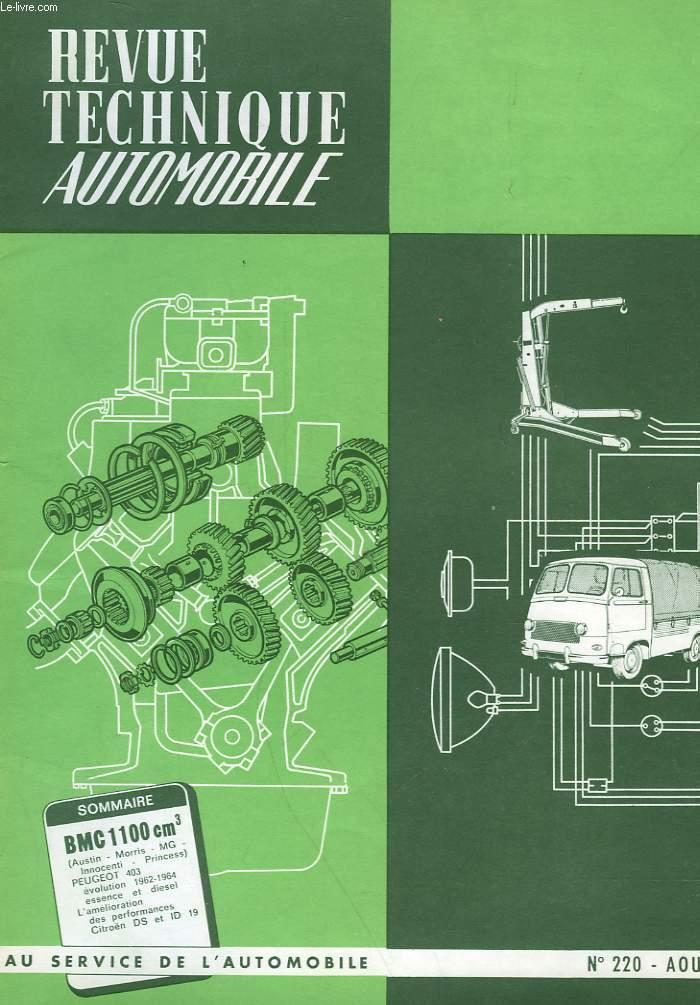 REVUE TECHNIQUE AUTOMOBILE - N°220 par COLLECTIF: bon Couverture souple ...