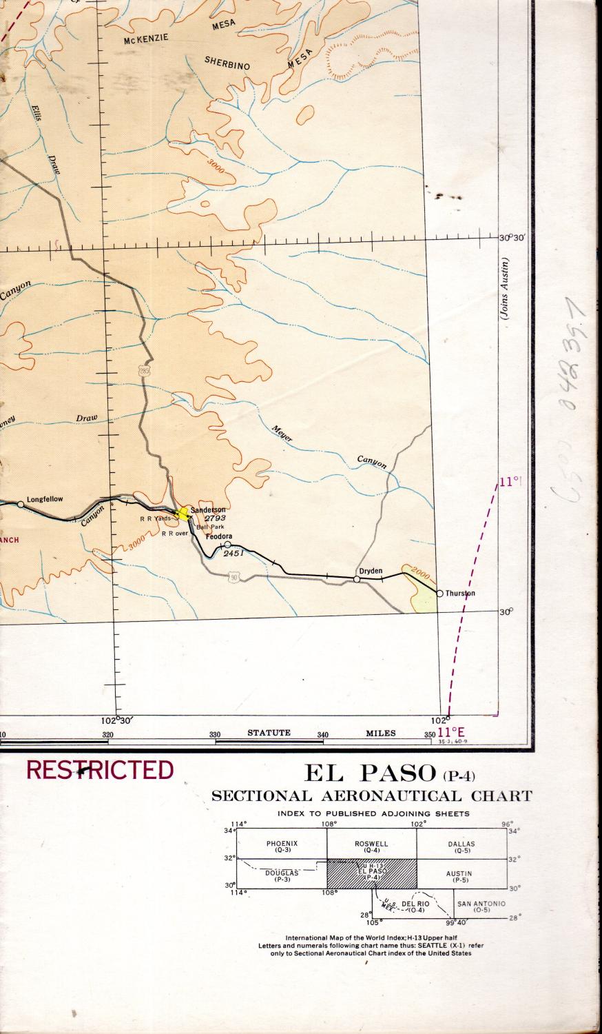 MAP: El Paso (Texas) (P-4) Sectional Aeronautical Chart. "Restricted ...