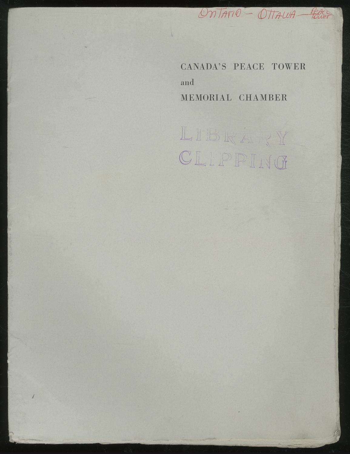 Canada's Peace Tower and Memorial Chamber Designed by John A. Pearson ...