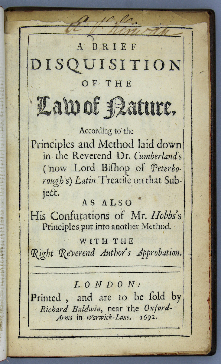 A Brief Disquisition of the Law of Nature, According to the Principles ...