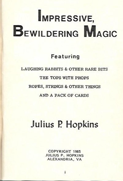 Impressive Bewildering Magic by Hopkins, Julius P.: Very Good- Soft ...