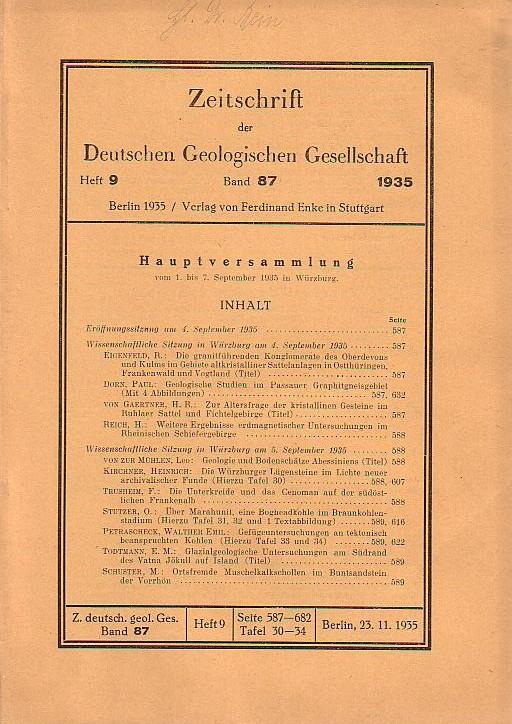 Zeitschrift der Deutschen Geologischen Gesellschaft. Band 87, Heft 9 ...