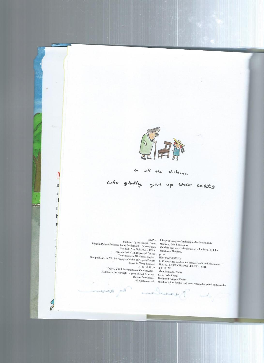 MADELINE SAYS MERCI : The Always Be Polite Book by Marciano, John ...