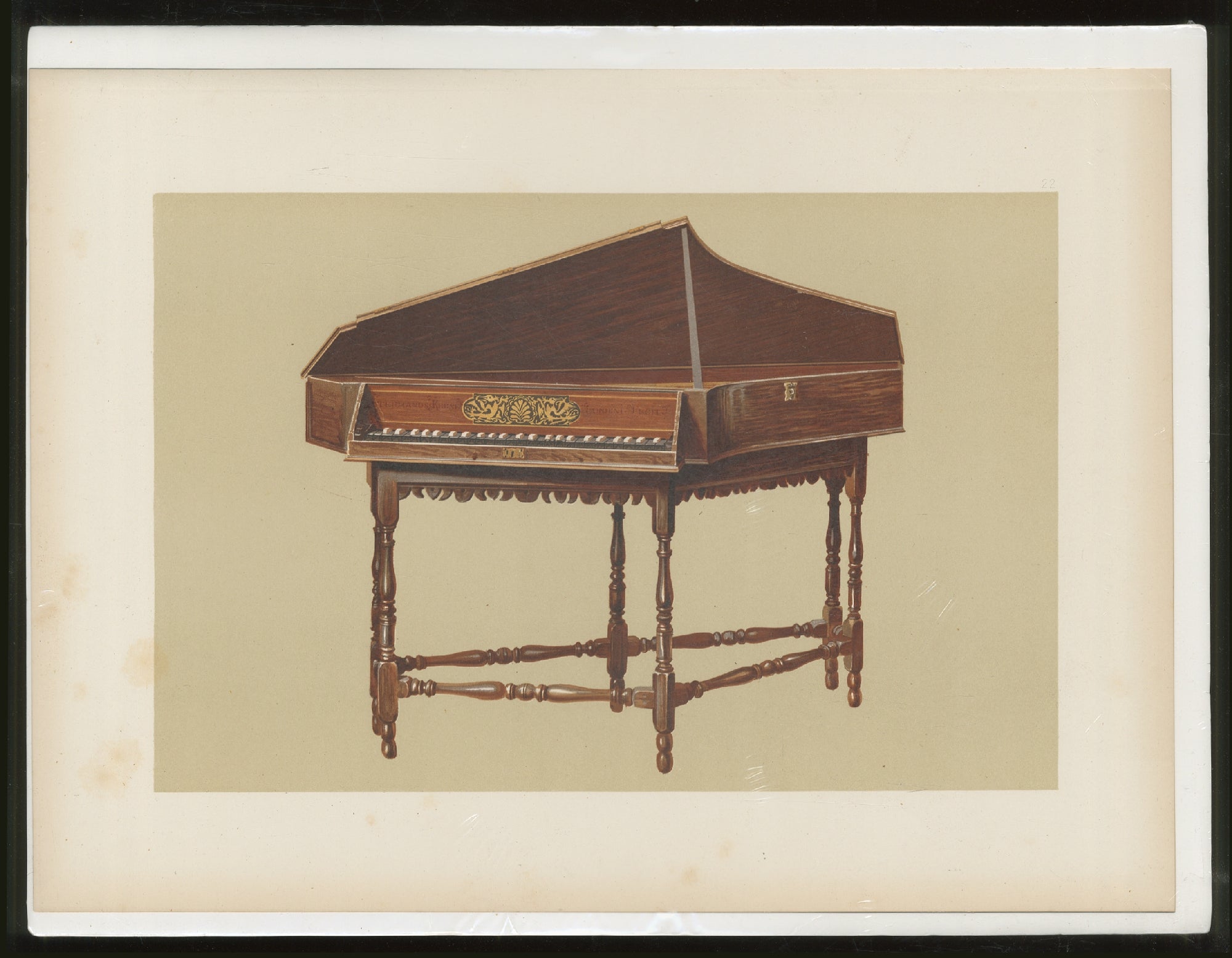 Color Lithographic Print]: "Spinet" [from] Musical Instruments ...