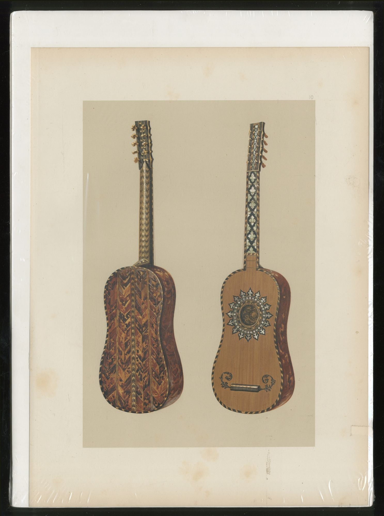 [Color Lithographic Print]: "Rizzio Guitar" [from] Musical Instruments ...