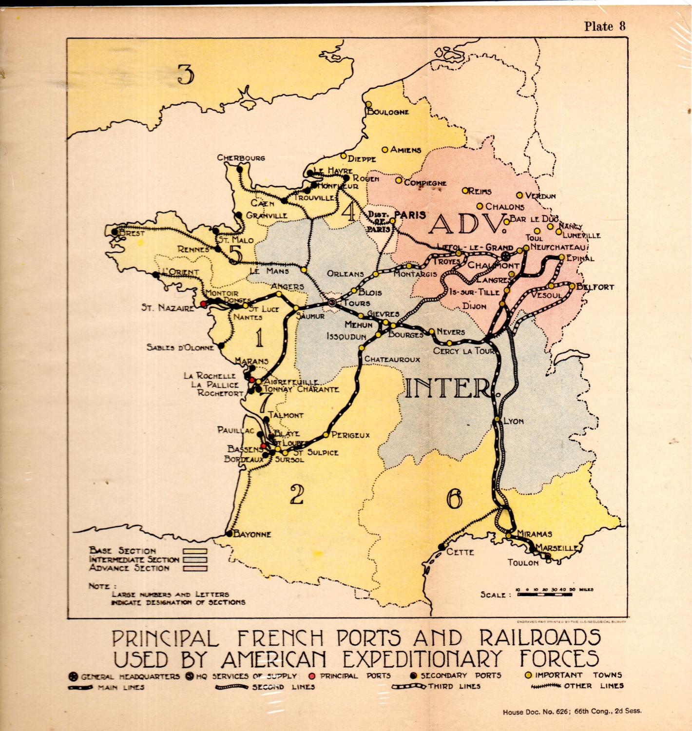 MAP: "Principal French Ports and Railroads Used By American ...
