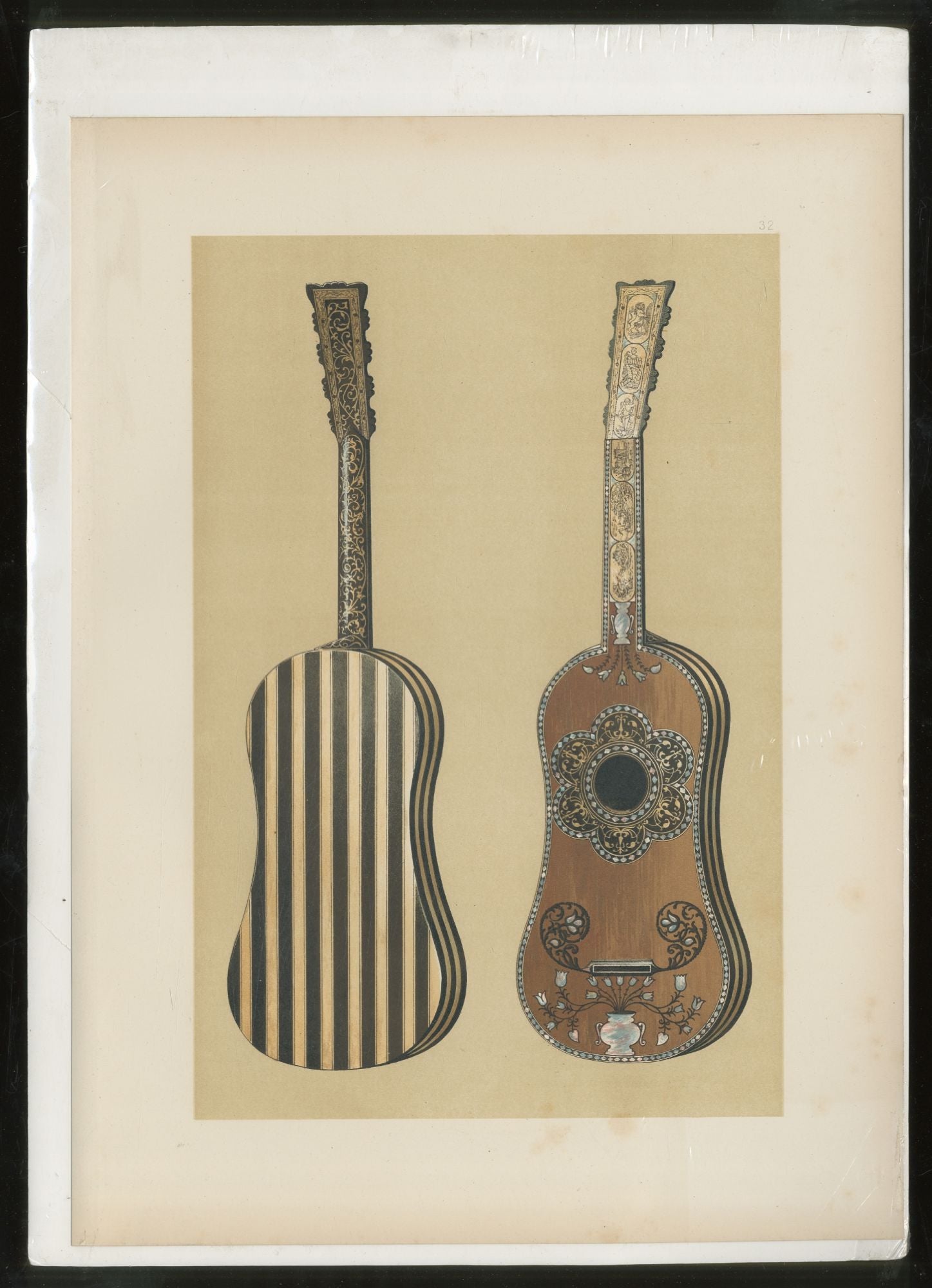 [Color Lithographic Print]: "Guitar" [from] Musical Instruments ...