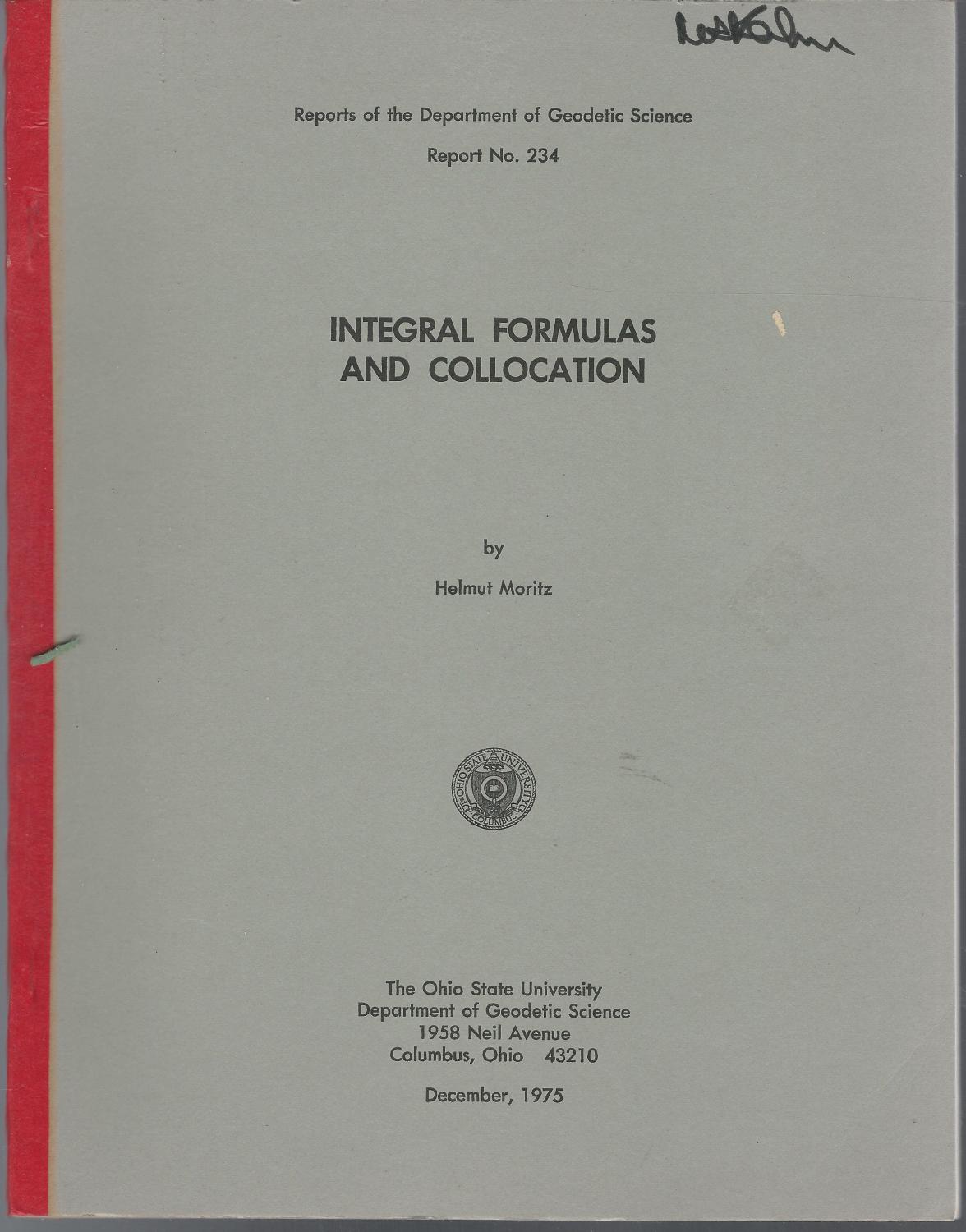 Integral Formulas and Collocation (Reports of the Department of ...