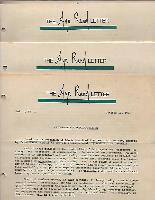 The Ayn Rand Letter Vol. I, No. 1 through Vol.I, No. 26 by Rand, Ayn: G ...