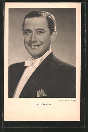 Ansichtskarte Schauspieler Hans Söhnker im Frack posierend: Manuskript ...