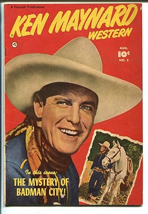 Ken Maynard Western #5 1951-Fawcett-movie photo covers-3 chapter story ...