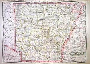 Railroad and County Map of Arkansas by Grants: (1890) | Art Source ...