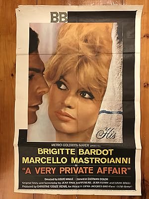 A Very Private Affairl One Sheet 1962 Brigitte Bardot, Marcello Mastroianni by Directed by Louis ...