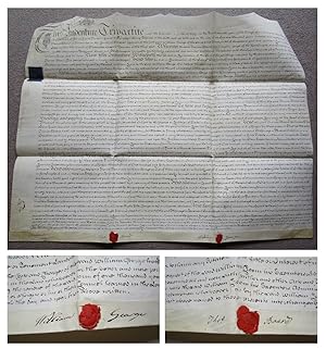 OLD VELLUM Handwritten Manuscript Indenture LEGAL DOCUMENT BETWEEN a ...