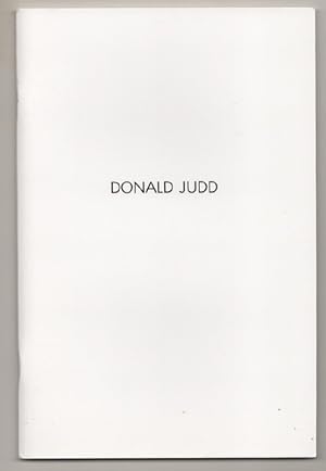 Donald Judd by JUDD, Donald: (1989) | Jeff Hirsch Books, ABAA