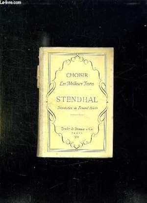CHOISIR LES MEILLEURS TEXTES STENDHAL. by STENDHAL.: bon Couverture ...