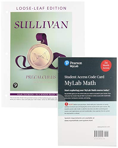Precalculus Loose Leaf Edition Plus New Mylab Math 24 Month Access