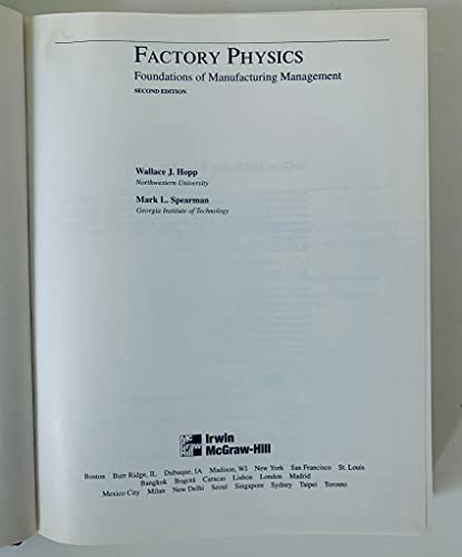 Factory Physics Second Edition - Hopp, Wallace; Spearman, Mark ... Factory Physics Second Edition - Hopp, Wallace; Spearman, Mark ...
