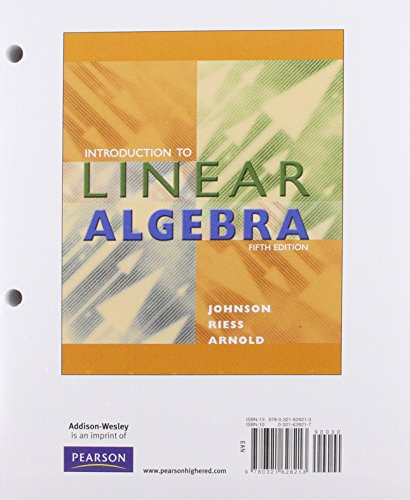 9780321628213: Introduction to Linear Algebra - Johnson, Lee W.; Riess ... 9780321628213: Introduction to Linear Algebra - Johnson, Lee W.; Riess ...