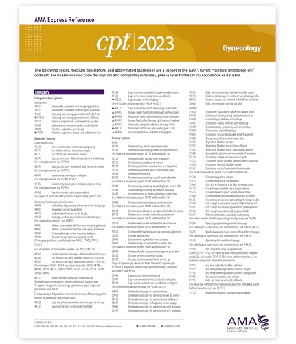 Cpt 2023 Express Reference Coding Card Gynecology American Medical