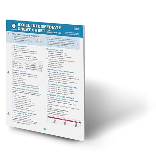 Excel Intermediate Cheat Sheet For Microsoft 365 Functions Formatting Security And Shortcuts